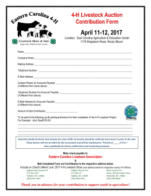 Fillable Online edgecombe ces ncsu 4-H Livestock Auction Contribution ...