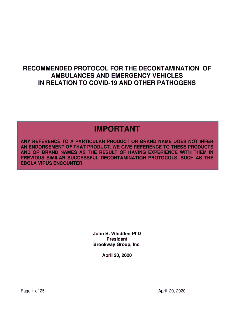 Fillable Online Recommended Protocol for Decontamination and Cleaning of Ambulances Fax Email ...