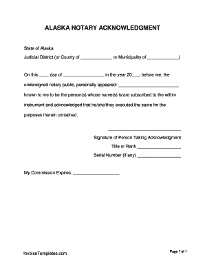 Fillable Online Free Alaska Notary Acknowledgment Form - PDFWordeForms ...