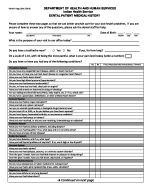 Fillable Online IHS-42-1 Dental Patient Medical History. IHS Dental ...