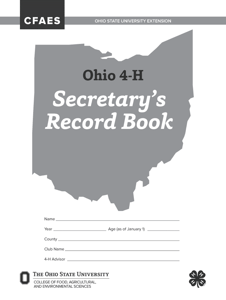 Fillable Online Secretarys Record Book. 4-H member Secretarys Record ...