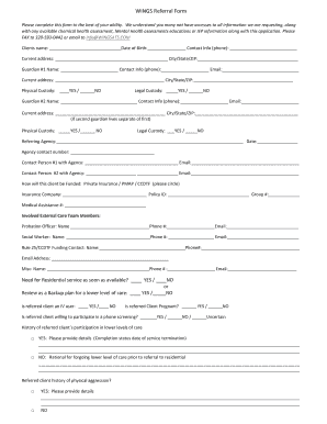 Fillable Online WINGS Referral Form Fax Email Print - pdfFiller