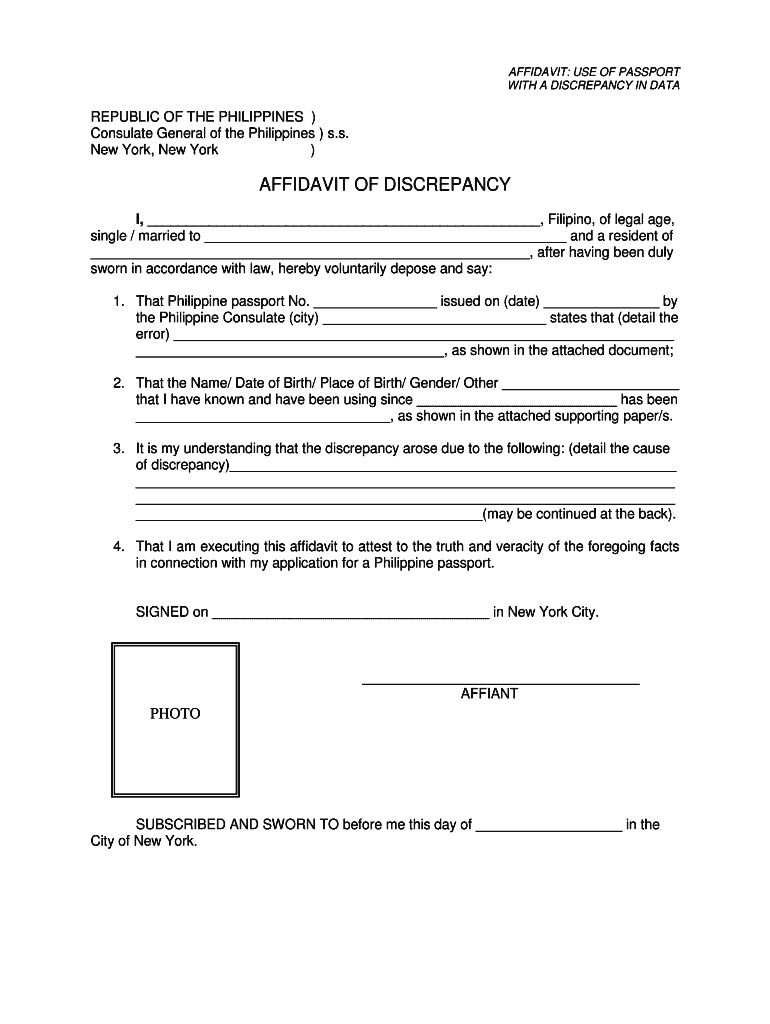 Fillable Online Affidavit Of Discrepancy - Fill Online, Printable ...