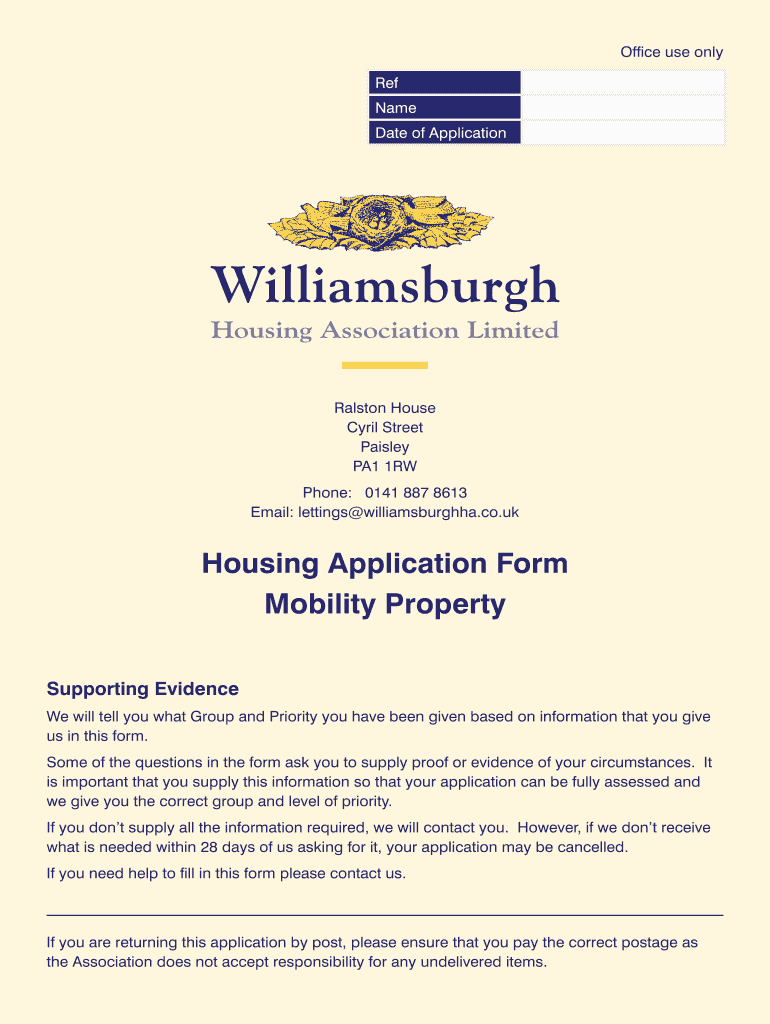 Fillable Online williamsburgh housing application form Fax Email Print ...