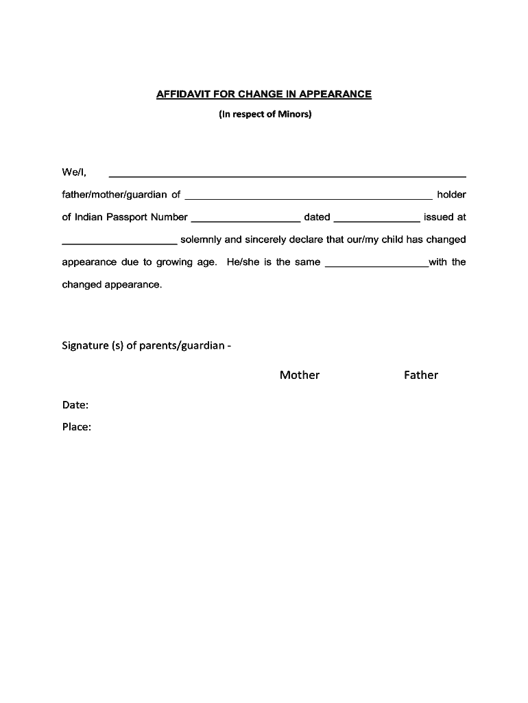 Affidavit For Change In Appearance And Signature - Fill Online ...