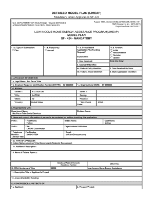 Fillable Online (LIHEAP) Mandatory Grant Application SF-424 Fax Email ...