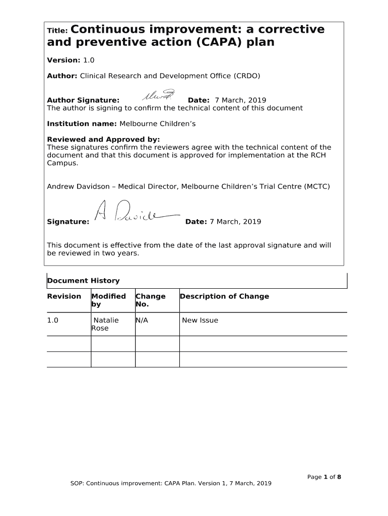 a corrective and preventive action (CAPA) plan - Murdoch ... Doc ...