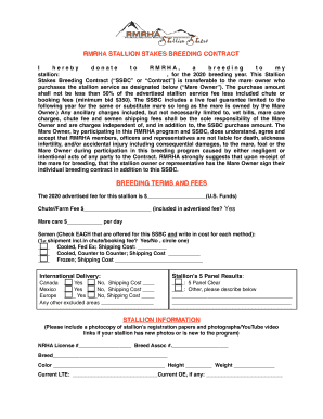 Fillable Online RMRHA STALLION STAKES BREEDING CONTRACT Fax Email Print ...
