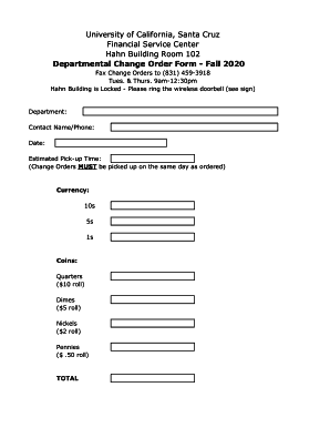 Fillable Online sbs ucsc Change Order Form. Fax Email Print - pdfFiller