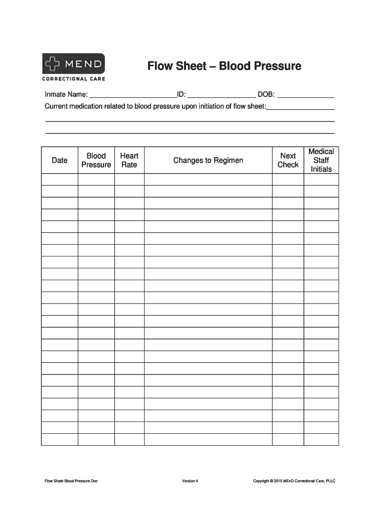 Fillable Online Flow Sheet Blood Pressure Fax Email Print - pdfFiller