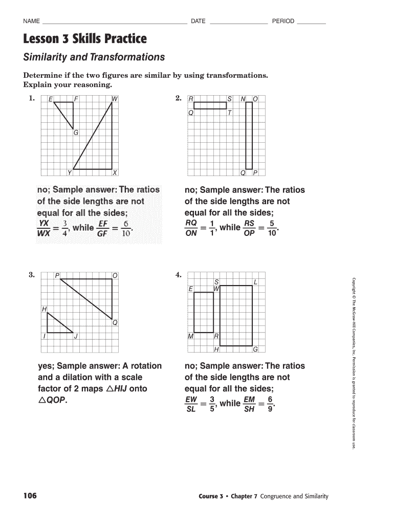 Fillable Online Determine if the two figures are similar by using ...