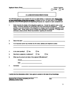 Fillable Online NP Claims Form - InitialSubsequent.doc Fax Email Print ...