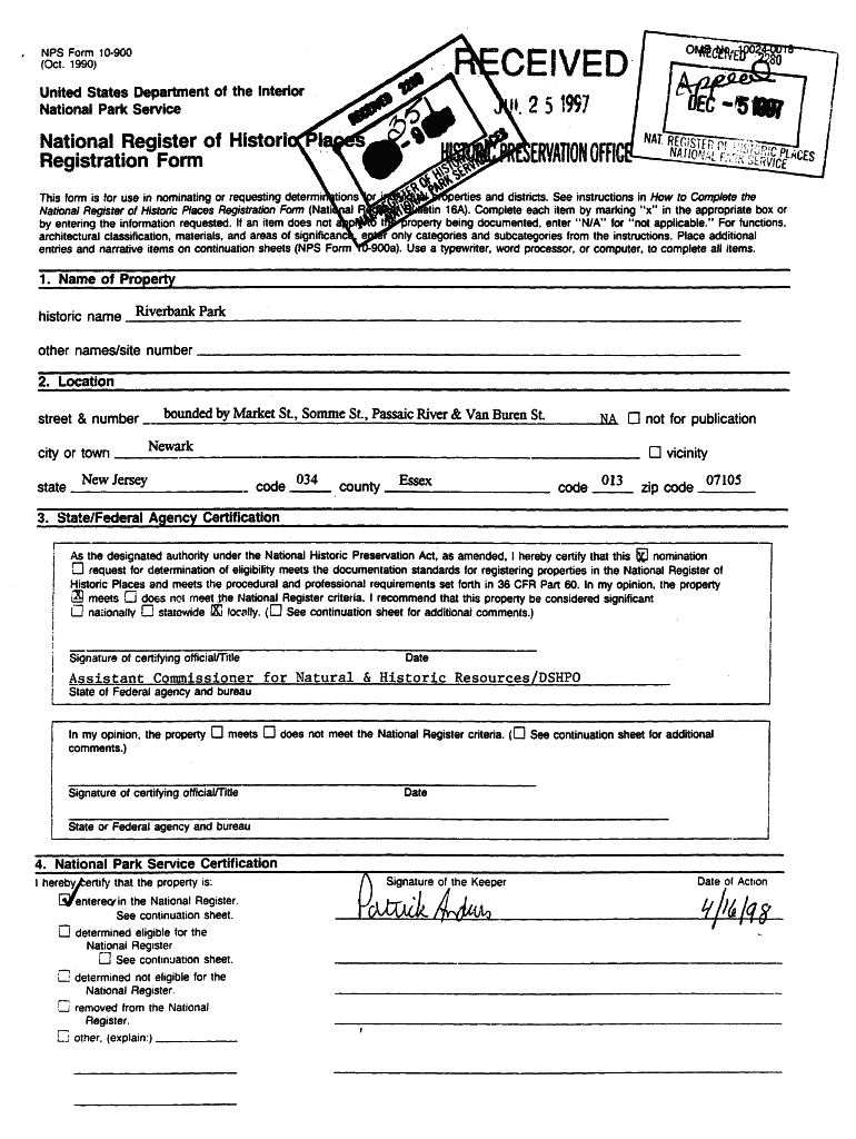 Fillable Online Registration Form National Register of Histori mmm Fax ...