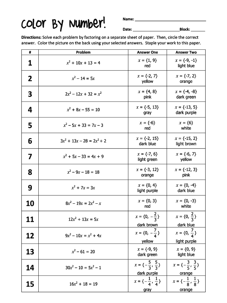 Factor By Grouping Coloring Activity Answer Key Fill Online Factor By Grouping Coloring Activity Answer Key Fill Online