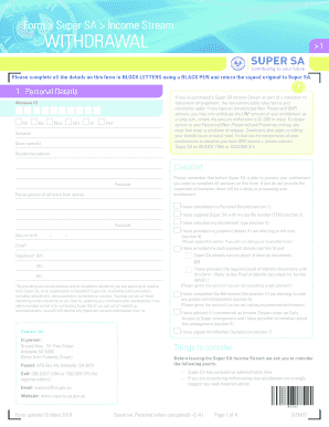 Fillable Online Super SA Income Stream Withdrawal form Fax Email Print ...