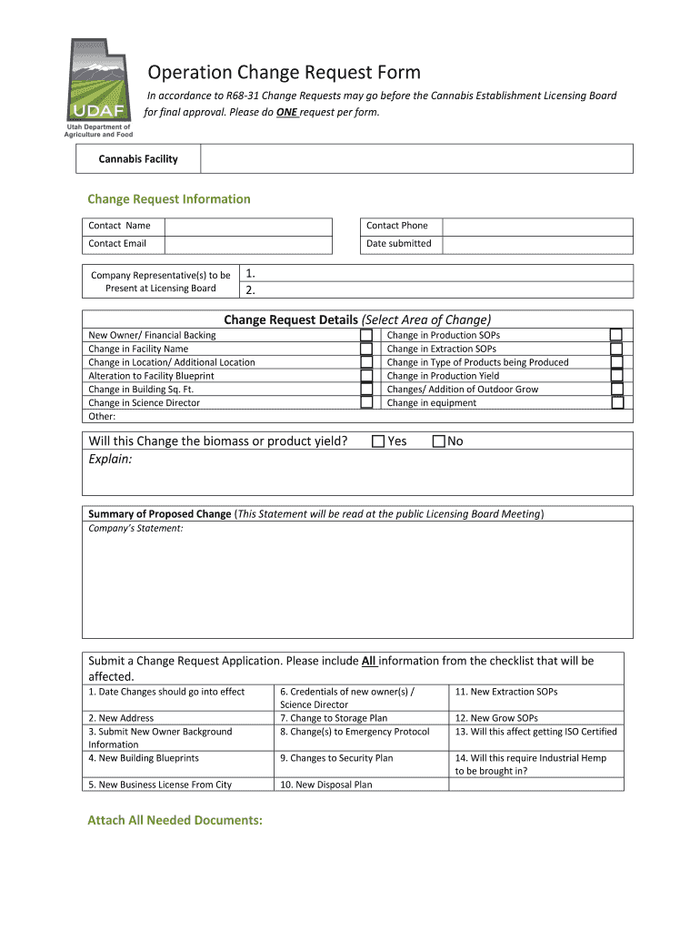 Fillable Online Operation Change Request Form Fax Email Print - pdfFiller