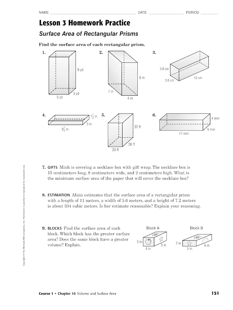 Rectangular Prism Surface Area Worksheet Rectangular Prism Surface Area Worksheet