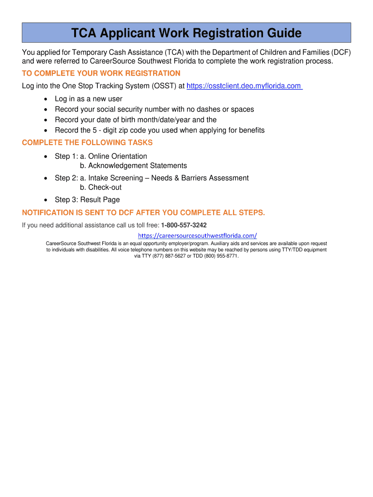 Tca Online Work Registration - Fill Online, Printable, Fillable, Blank ...