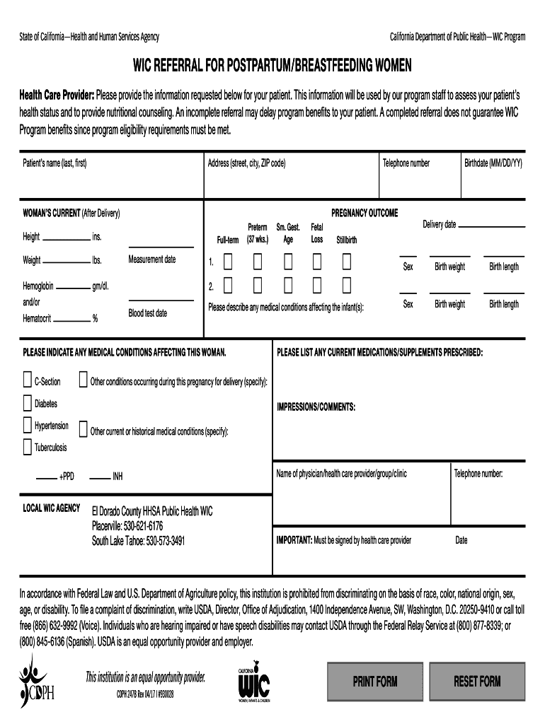 Fillable Online How Can I Get WIC? - California Department of Public ...