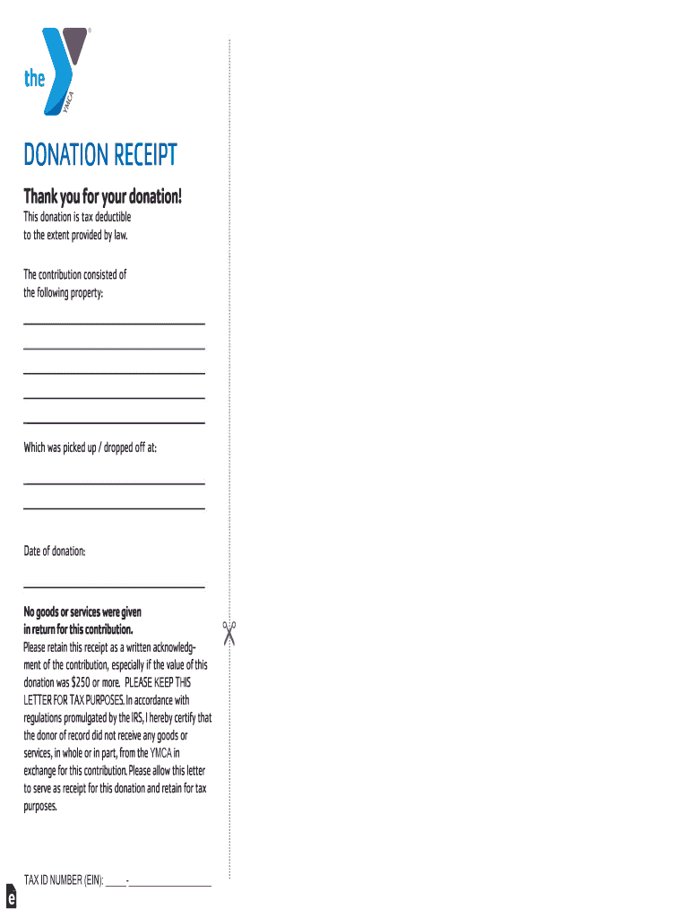 Fillable Online YMCA Donation Receipt Template Fax Email Print - pdfFiller