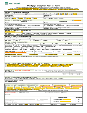 Fillable Online Mortgage Exception Request Form Fax Email Print - pdfFiller