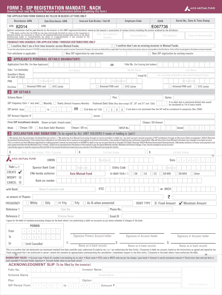 Fillable Online Fillable Online form 2 - sip registration mandate - nach ... Fax Email Print ...