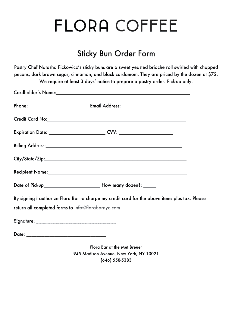 Fillable Online Flora Pastry Order Form.docx Fax Email Print - pdfFiller