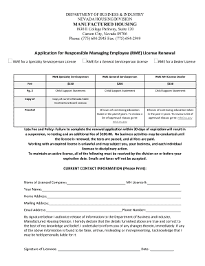 Fillable Online Application for Responsible Managing Employee (RME ...