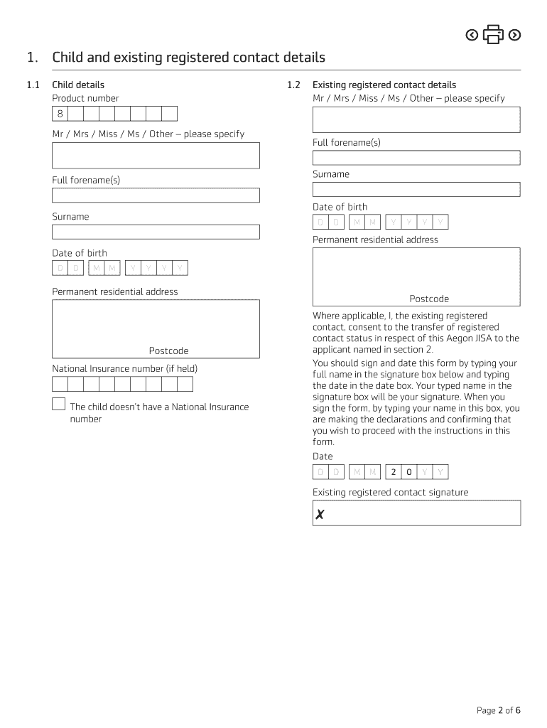 Fillable Online Child Trust Fund to Aegon Junior ISA transfer ...