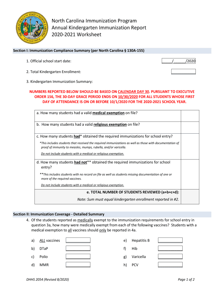 Fillable Online Worksheet for the 2020-2021 Kindergarten Annual ...