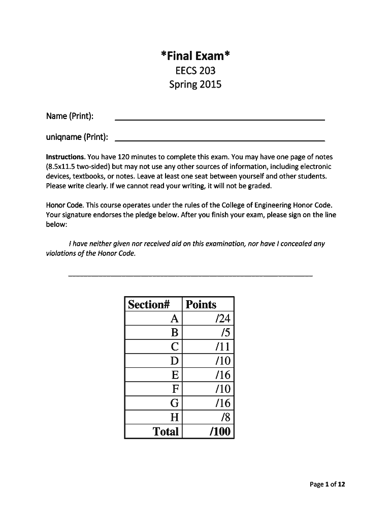 Fillable Online uniqname (Print): Fax Email Print - pdfFiller