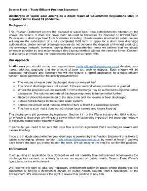Fillable Online Trade Effluent Position Statement Discharges of Waste ...