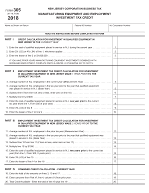 Fillable Online Form 305 - Manufacturing Equipment and Employment ...