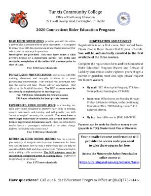 Tunxis Motorcycle Class - Fill Online, Printable, Fillable, Blank ...