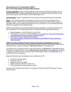 Fillable Online (ODOT) Rail Transit State Safety Oversight (SSO ...