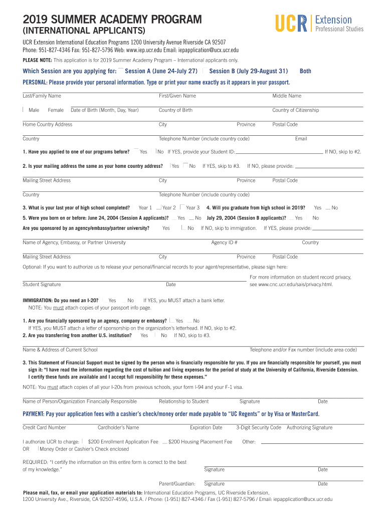 Fillable Online IEP PROGRAM APPLICATION (Intensive English) - UCR - IEP Fax Email Print - pdfFiller