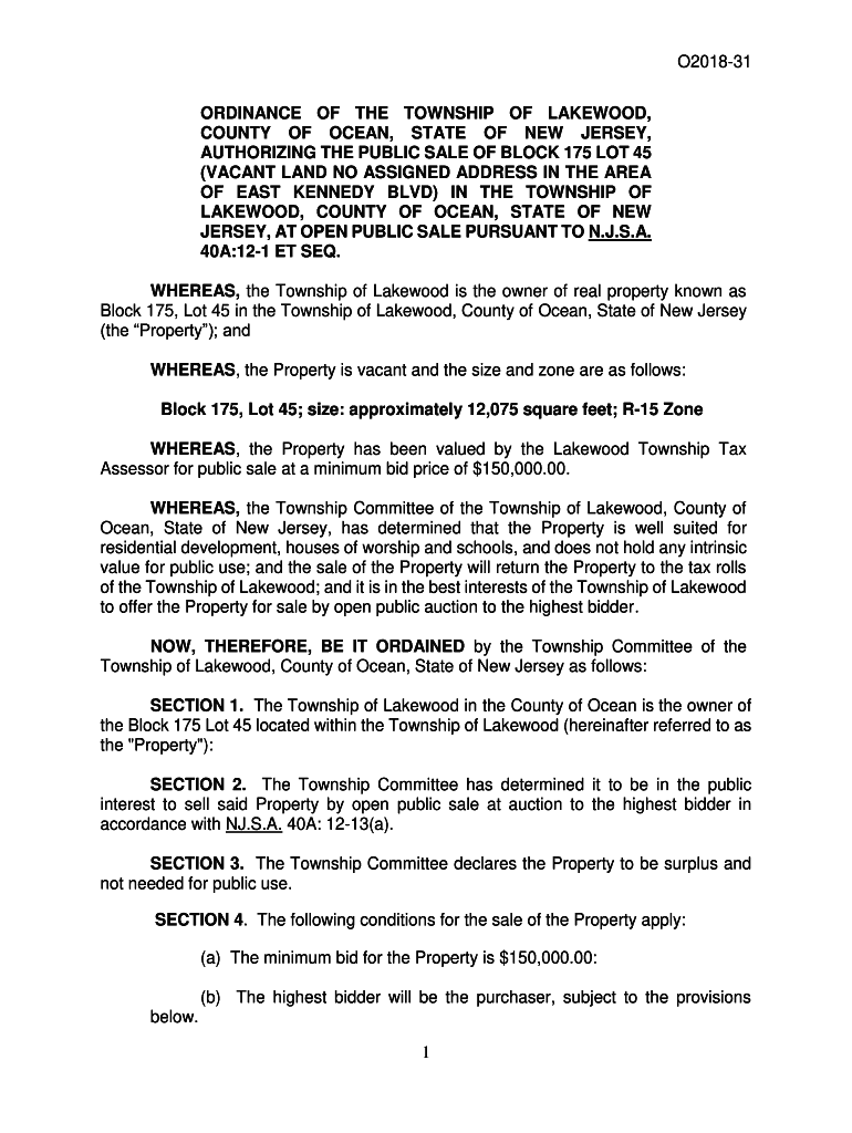 Fillable Online resolution of the township of lakewood, county of ocean ...