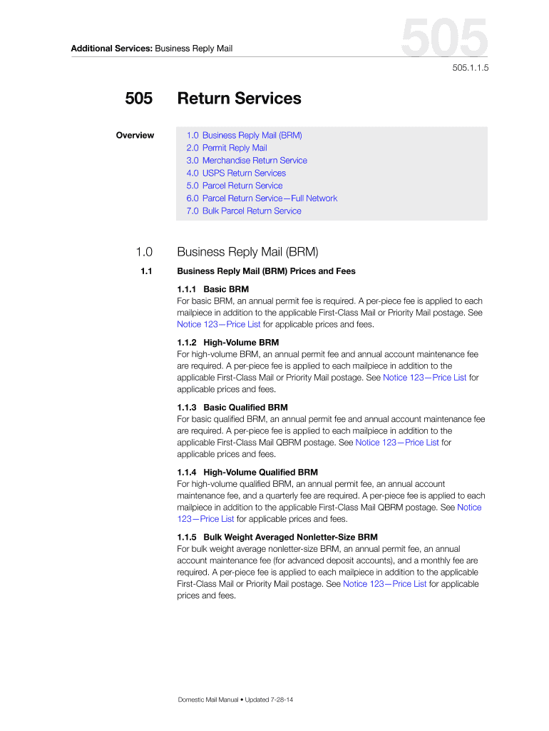 Fillable Online pe usps 1 Basic BRM Fax Email Print - pdfFiller