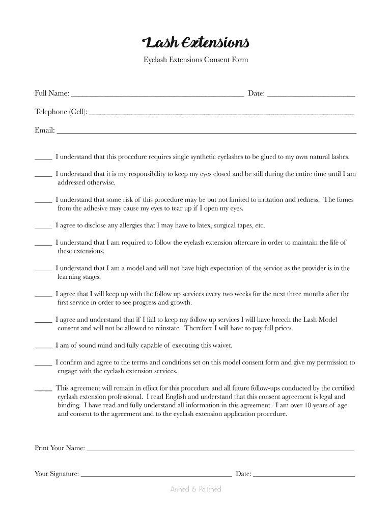Eyelash Consent Form Template