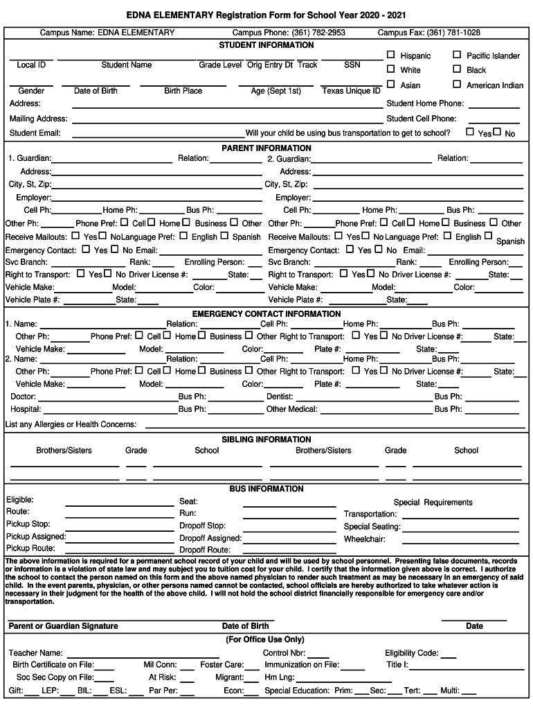 Fillable Online Edna High School / Home Page - Edna ISD Fax Email Print ...
