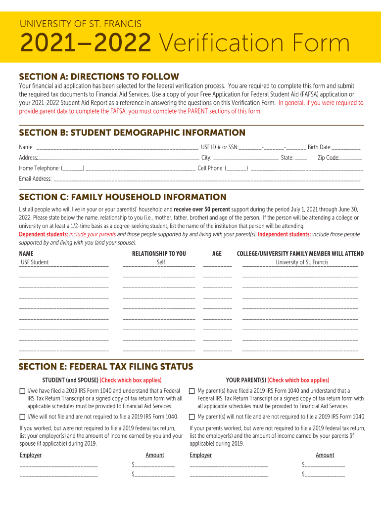 Fillable Online 20212022 Verification Form Fax Email Print - pdfFiller
