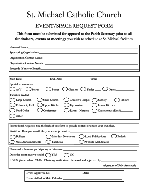 Fillable Online This form must be submitted for approval to the Parish ...