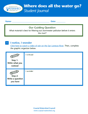 Fillable Online Where Does All the Water Go Student Journal Fax Email ...