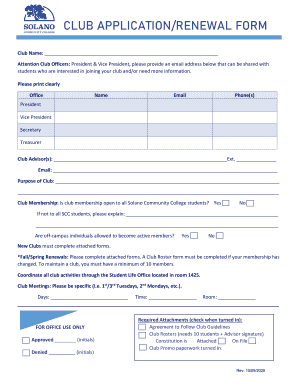 Fillable Online CLUB APPLICATION/RENEWAL FORM Fax Email Print - pdfFiller