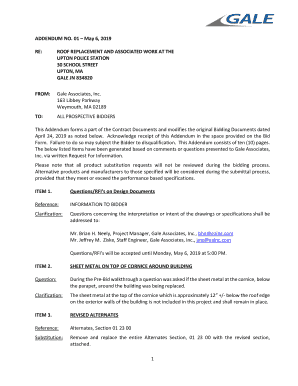 Fillable Online 1 ADDENDUM NO. 01 May 6, 2019 RE: ROOF REPLACEMENT ...