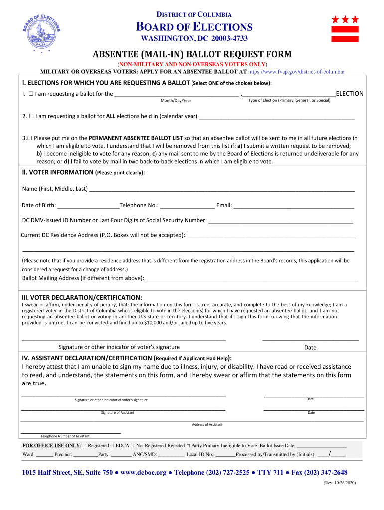Fillable Online ABSENTEE (MAIL-IN) BALLOT REQUEST FORM Fax Email Print ...