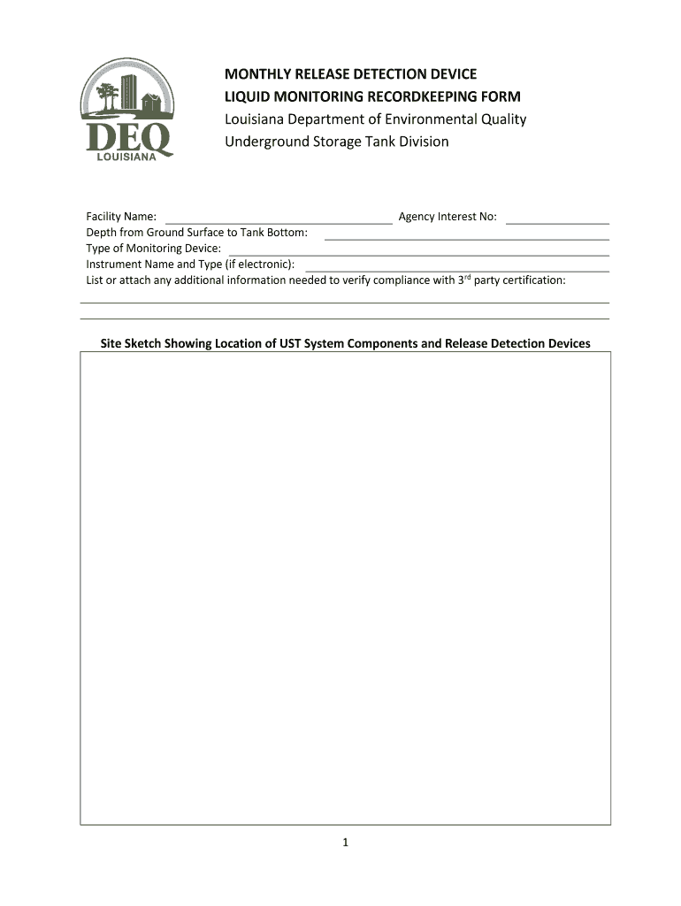 Fillable Online Release Detection Device Monitoring Liquid ...