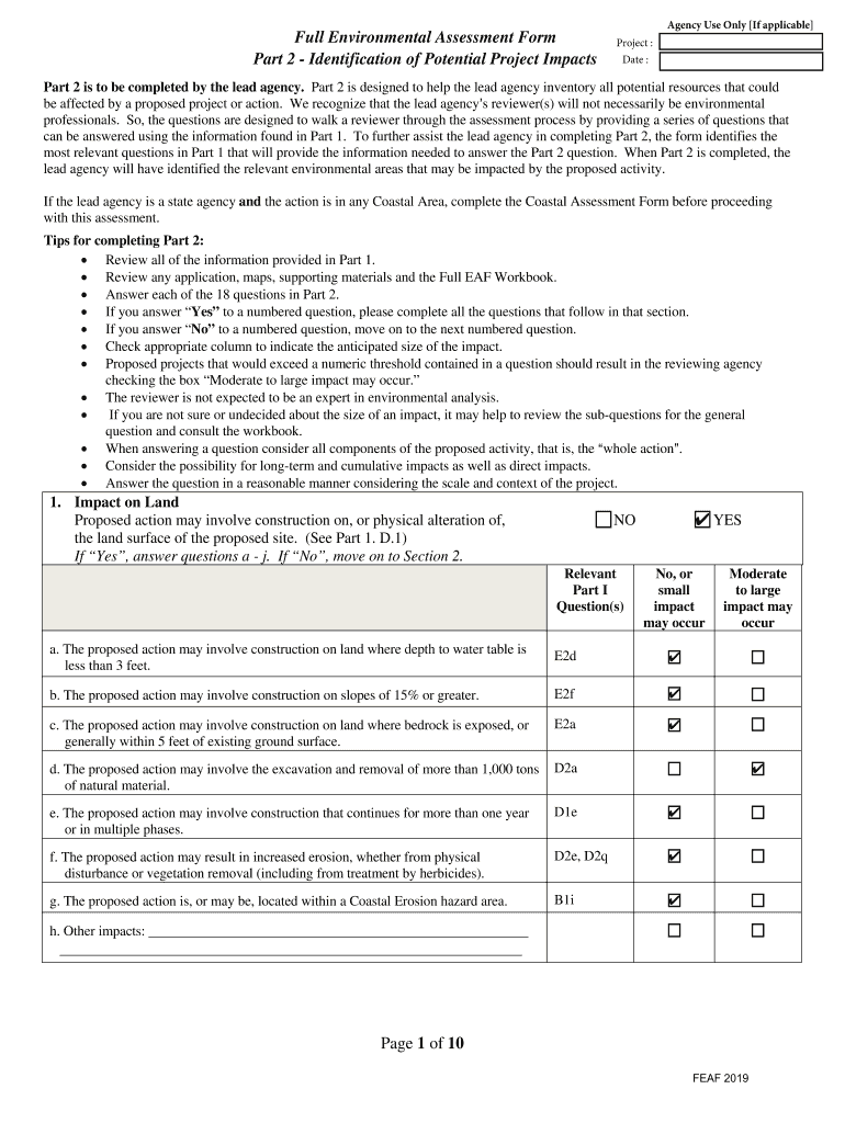 Fillable Online Full Environmental Assessment Form Part 2 - New York ...
