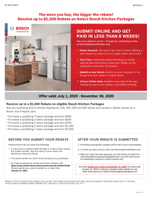 Fillable Online Bosch Rebate Info - Mrs. G Appliances Fax Email Print ...