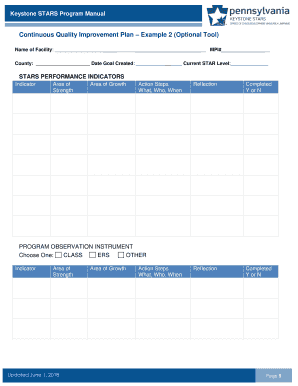 Fillable Online PDF Keystone STARS Continuous Quality Improvement Plan ...